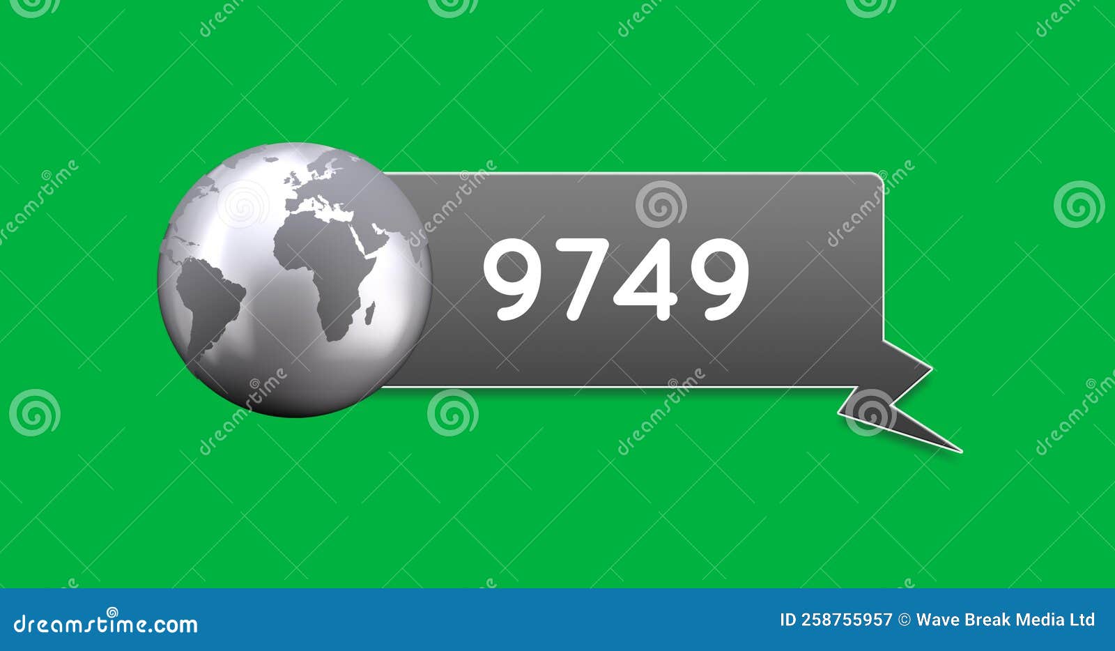 Image of 9749 Notifications and Globe on Green Background Stock ...