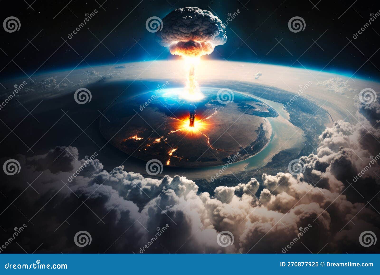 An Image of Nuclear Explosion Over the Earth. Generative AI Stock ...
