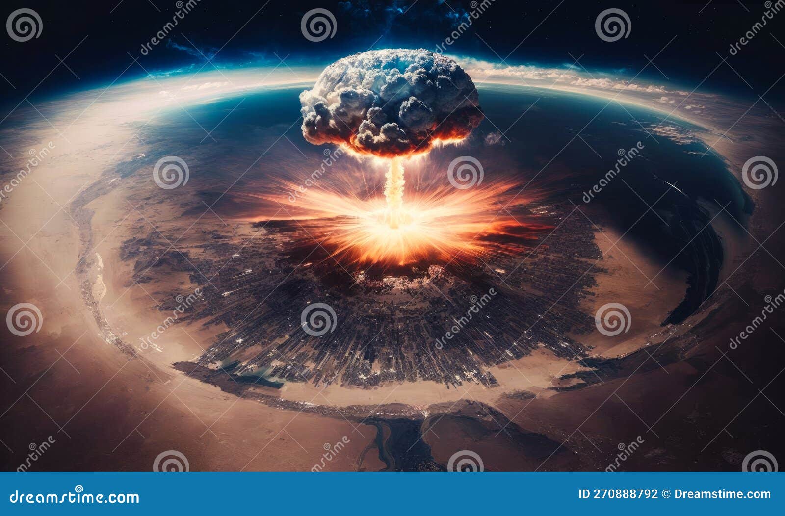 An Image of Nuclear Explosion Over the Earth. Generative AI Stock ...
