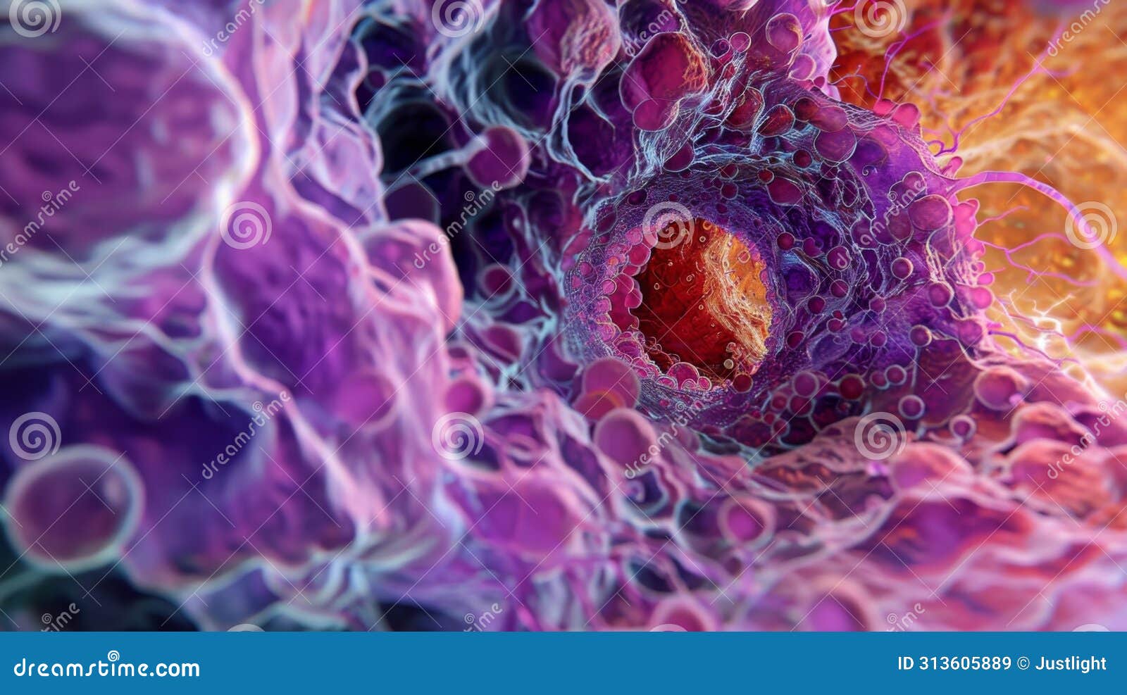 An Image of a Nucleus Surrounded by Ries and Rough Endoplasmic ...