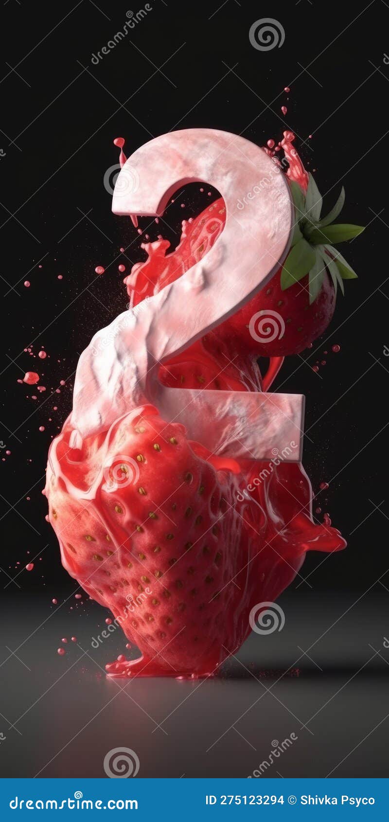 Image of Number 2 Typography Using Strawberry Generative AI Stock ...