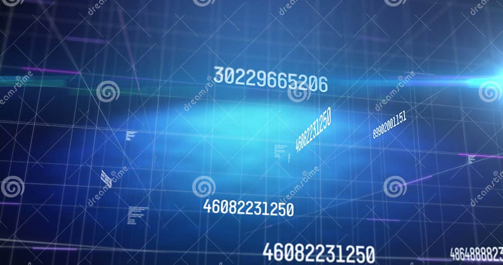 Image of Numbers Changing Data Processing on Grid on Glowing Blue ... Image of Numbers Changing Data Processing on Grid on Glowing Blue ...