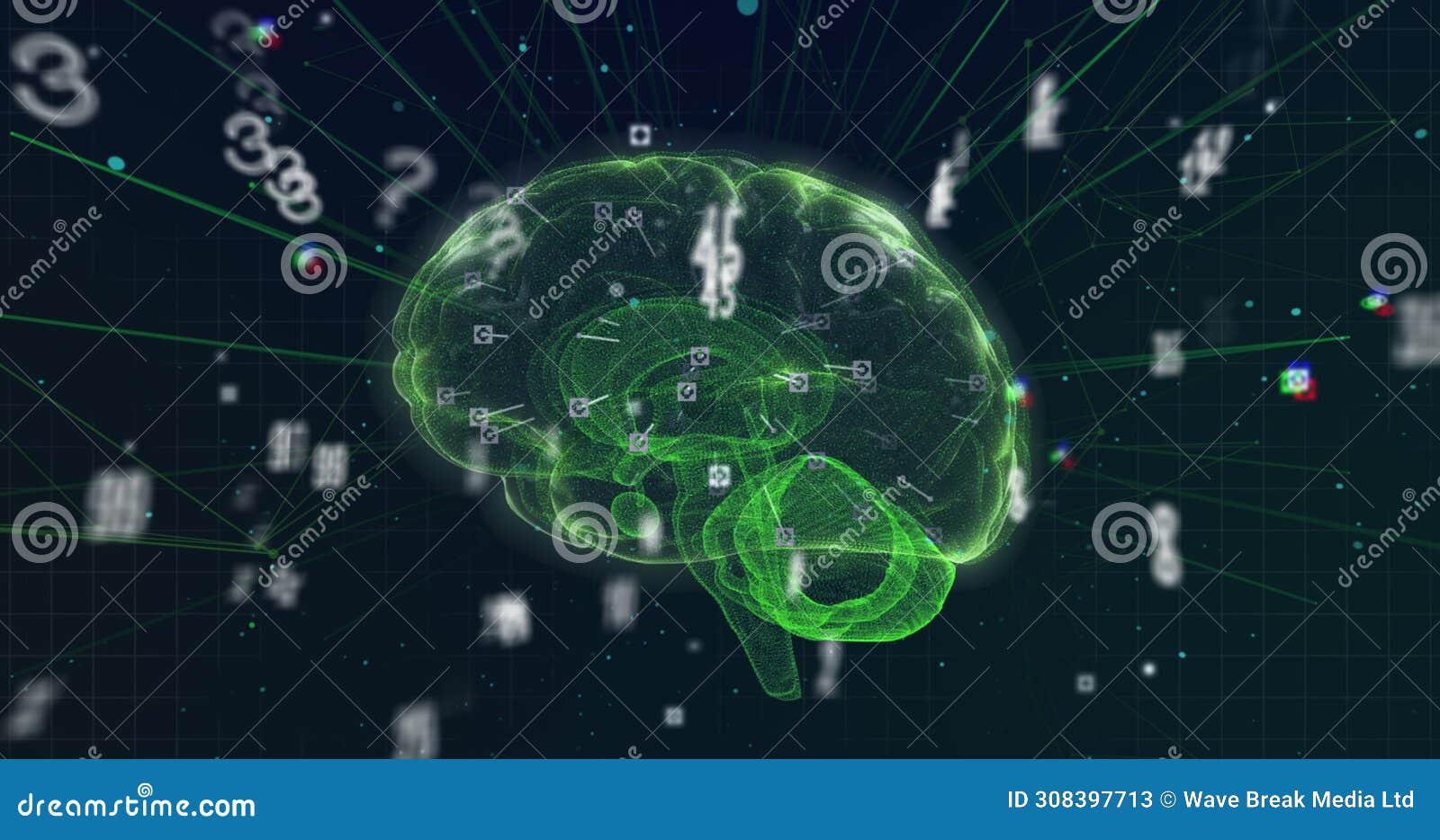 Image of Numbers Changing Over Glowing Human Brain Stock Image - Image ...