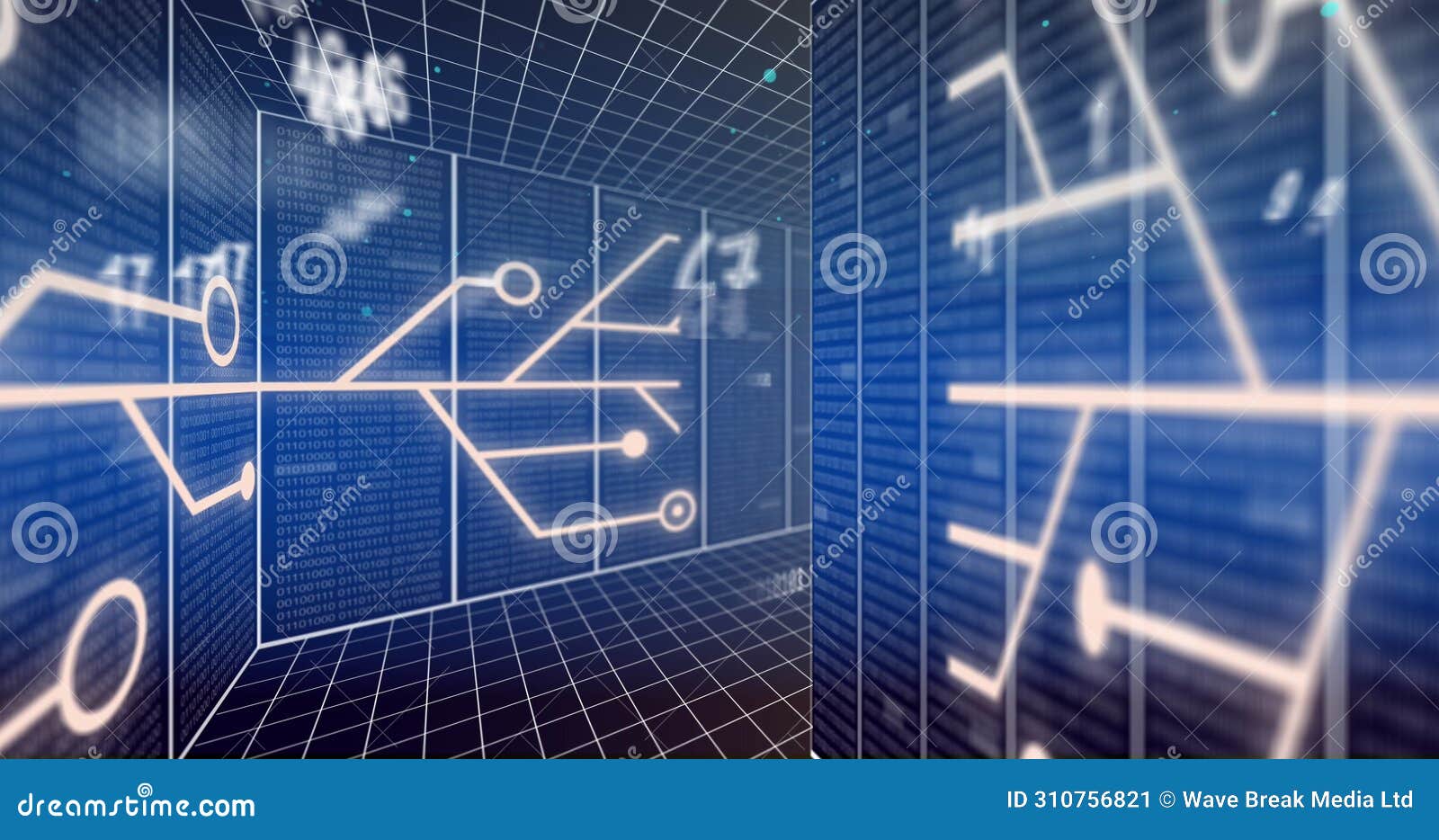 Image of Numbers, Data Processing and Circuit Board Over Computer ...