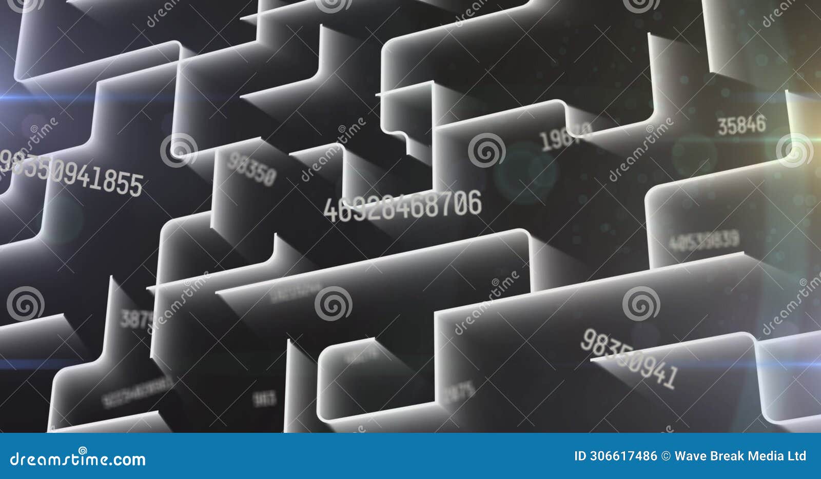 Image of Numbers and Light Trails on Black Background Stock ...