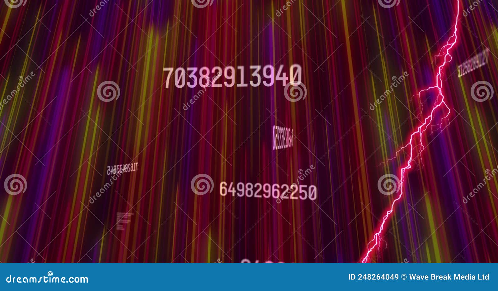 Image of Numbers and Lightening on Multicolour Changing Background ...