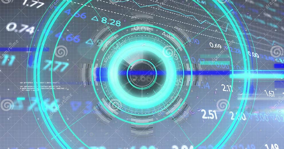 Image of Numbers, Processing Circle with Glitch and Financial Data on ...
