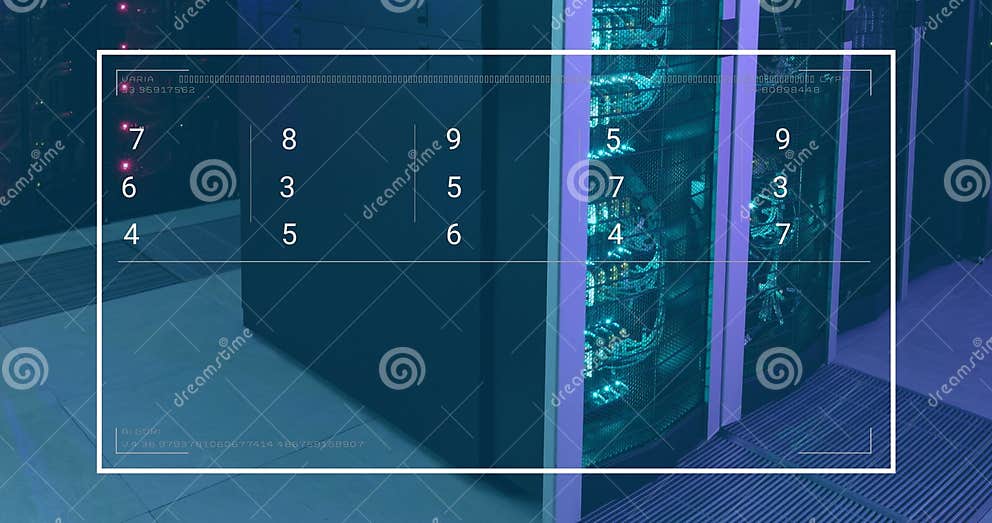Image of Numbers on Screen Over Data Server Racks Stock Illustration - Illustration of numbers ...