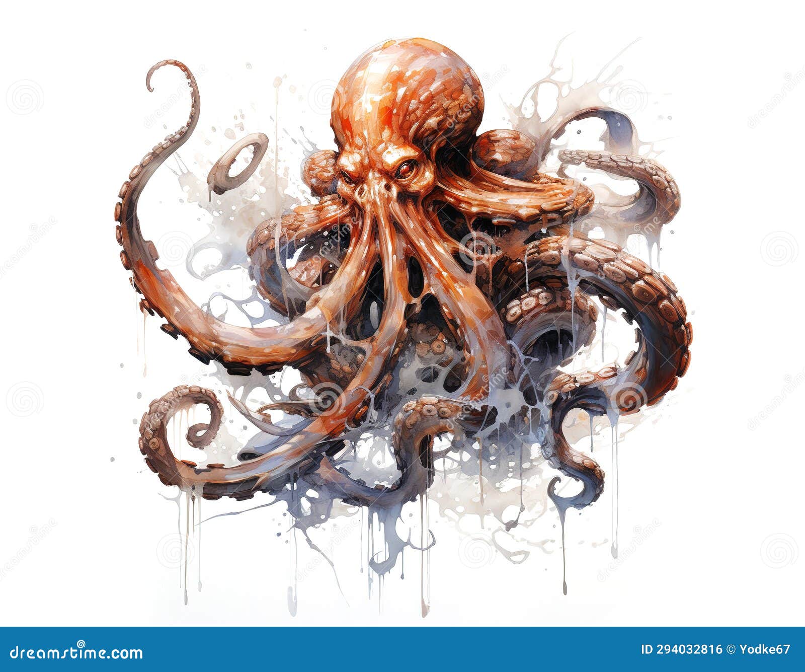 Image of an Octopus Demon on a White Background. Undersea Animals Stock ...