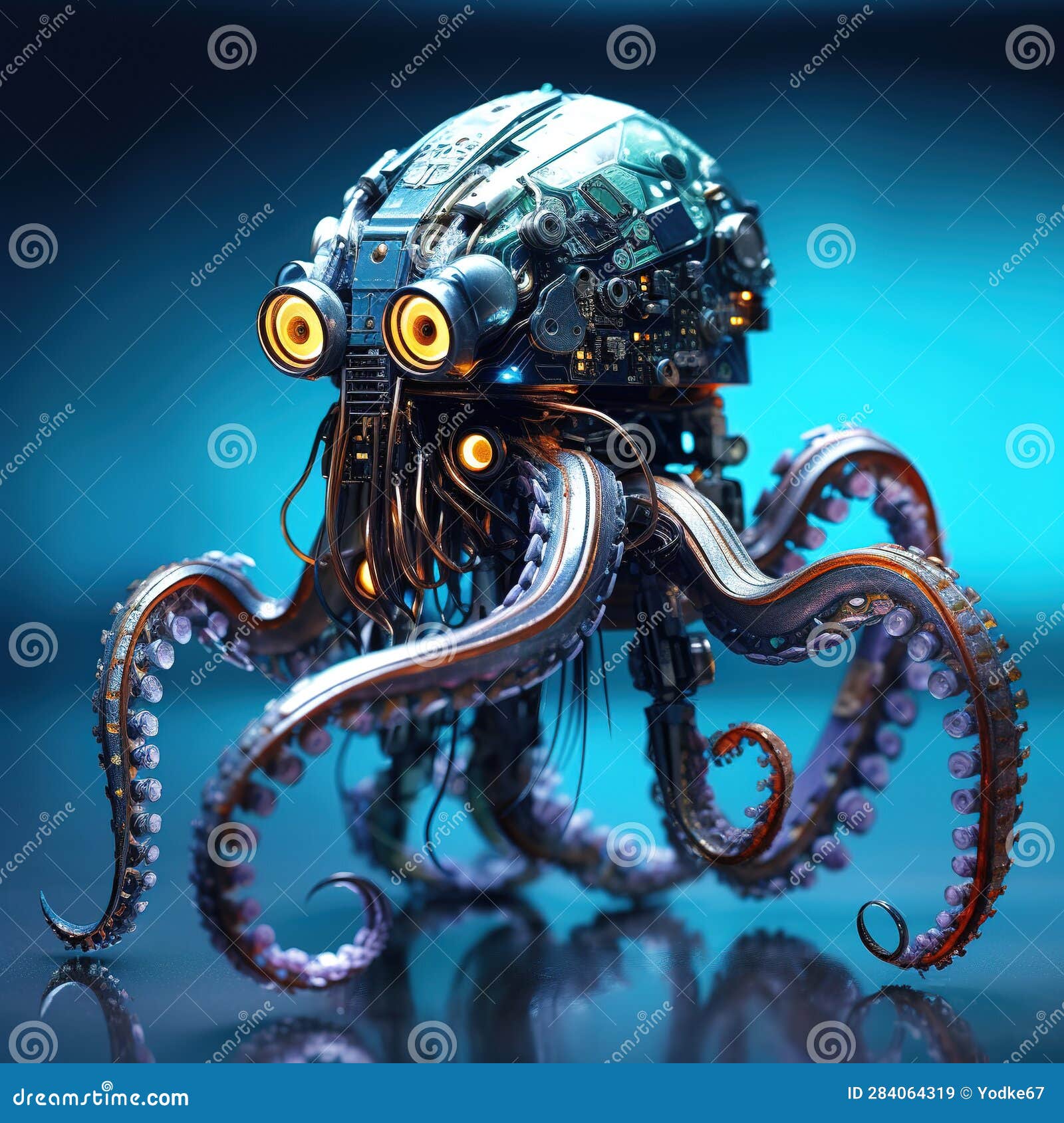 Image of an Octopus Made with Electronic Components on Clean Background ...