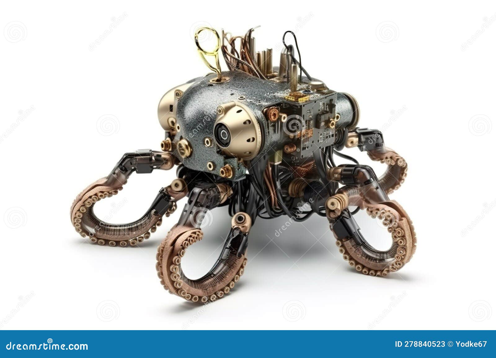 Image of an Octopus Modified into a Robot on a White Background. Sea ...