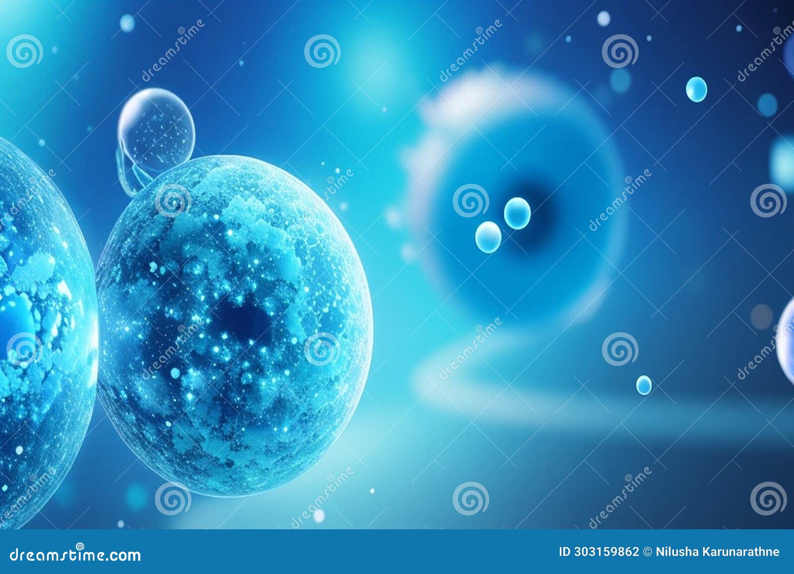 Blue Microcosm: a Blurred Backdrop Frames Intricate Particles. Stock ...