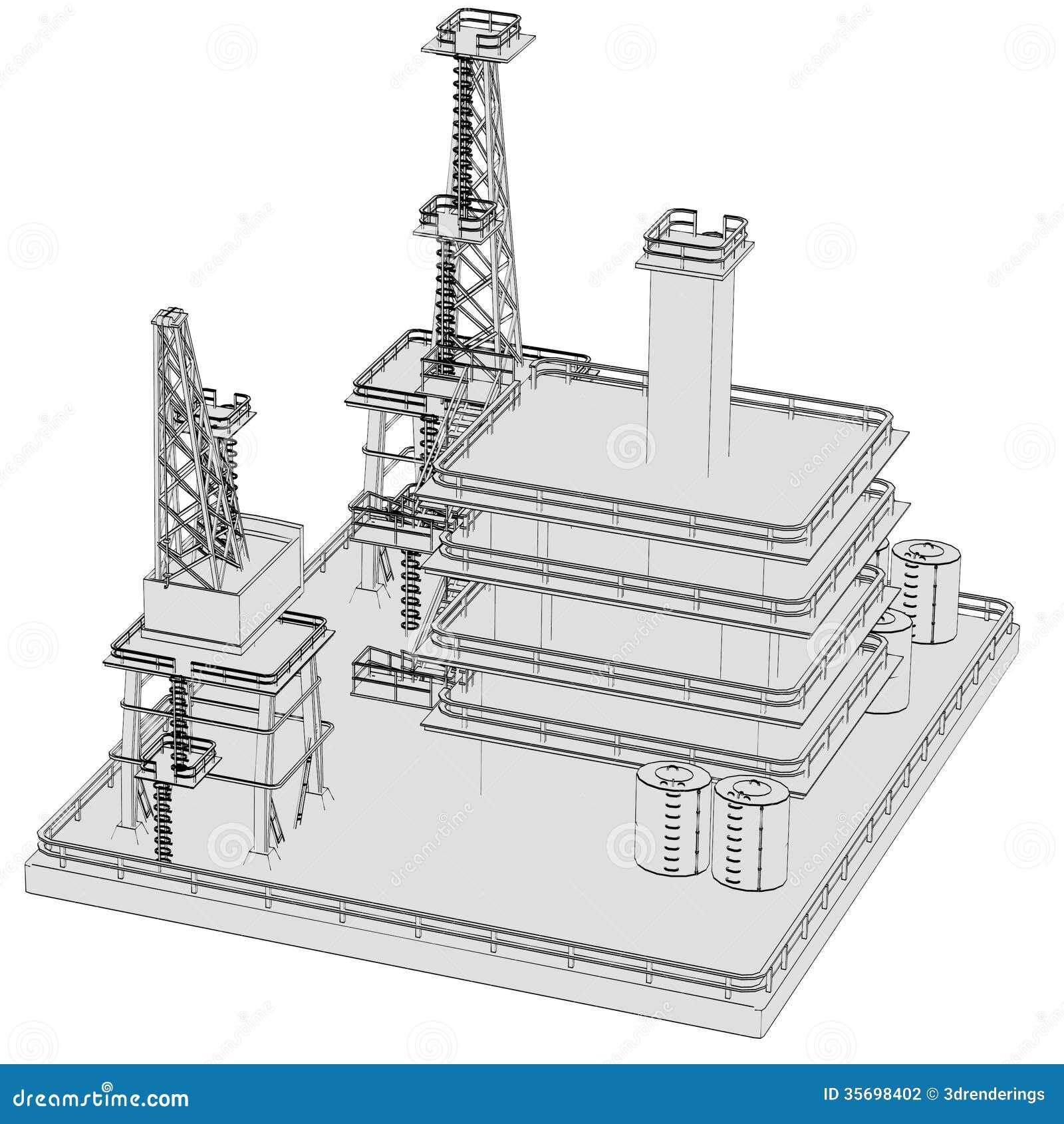 Image of oil rig stock illustration. Illustration of drawing - 35698402