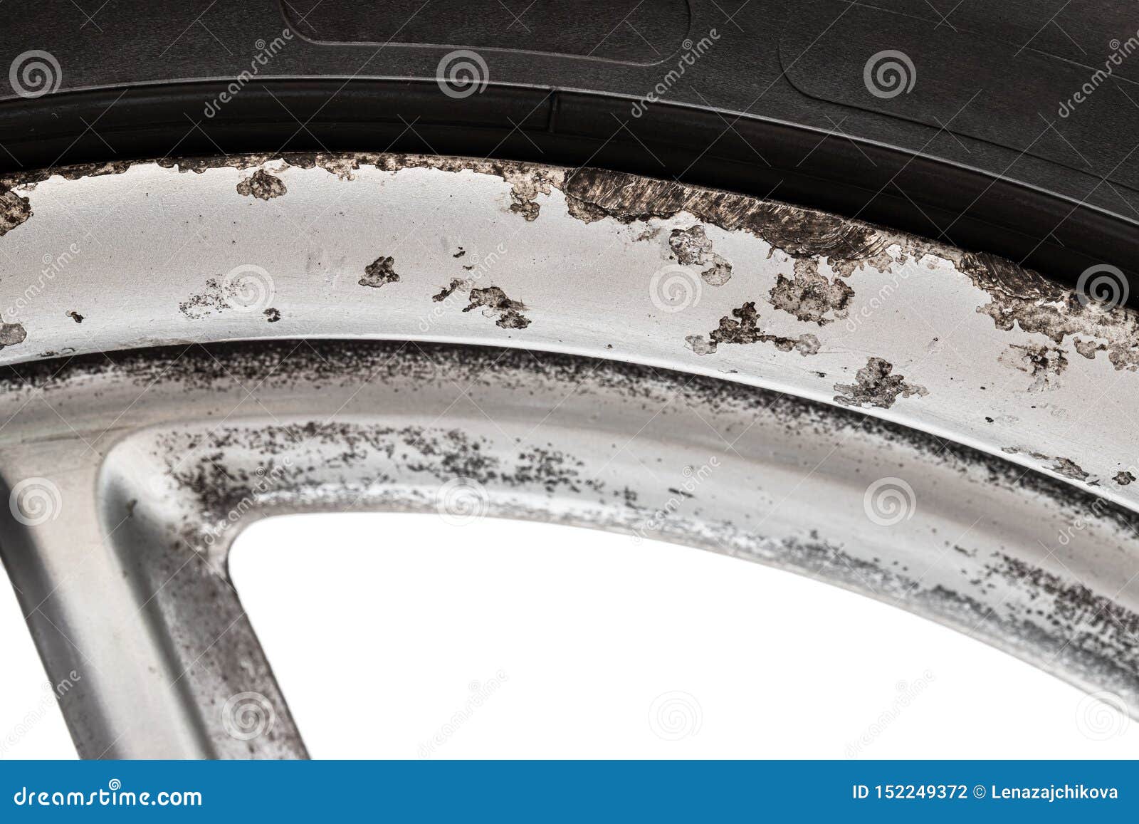An Image of the Old Aluminium Tyre Disk with Corrosion and Kerb Marks ...