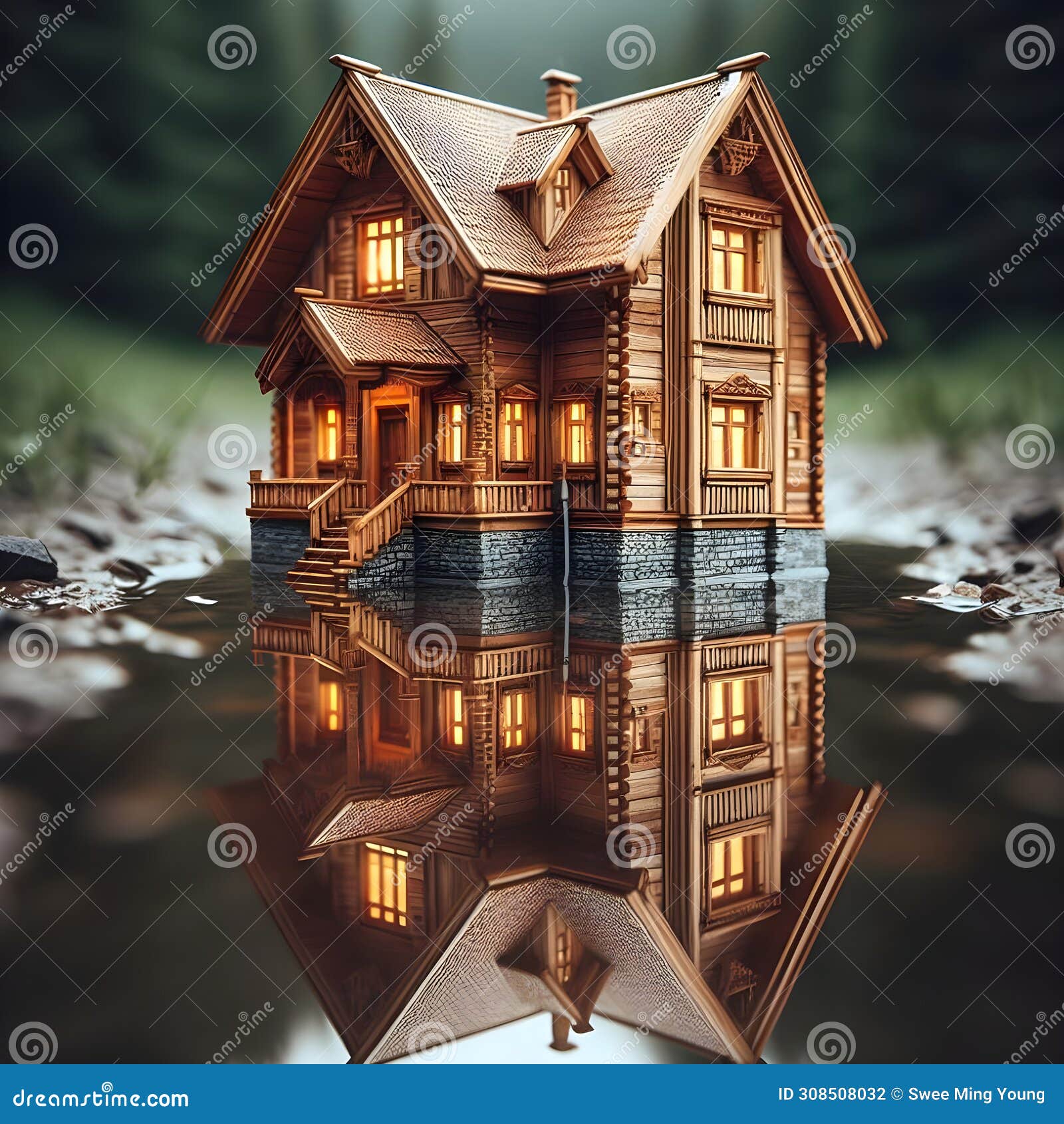 Image of Old Building Structure Reflection Flawlessly Captured Inside ...