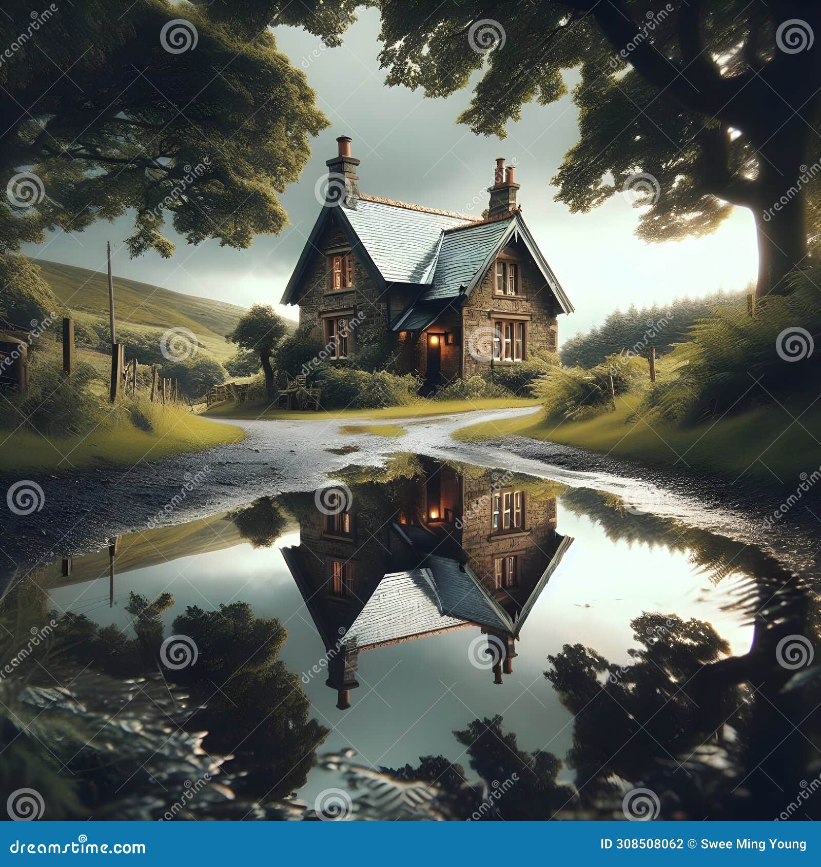 Image of Old Building Structure Reflection Flawlessly Captured Inside ...