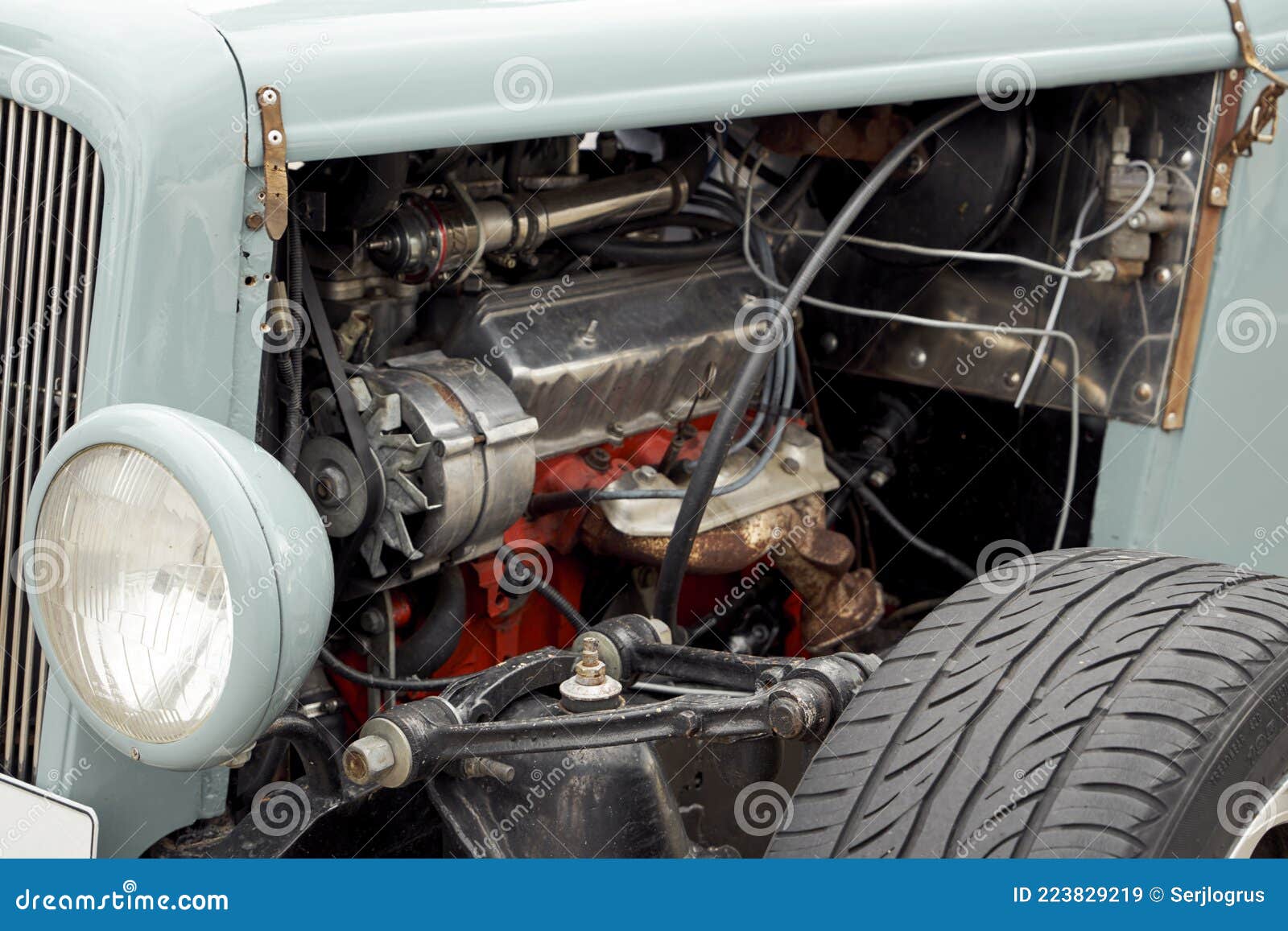 Old car engine stock image. Image of classic, nice, muscle - 223829219