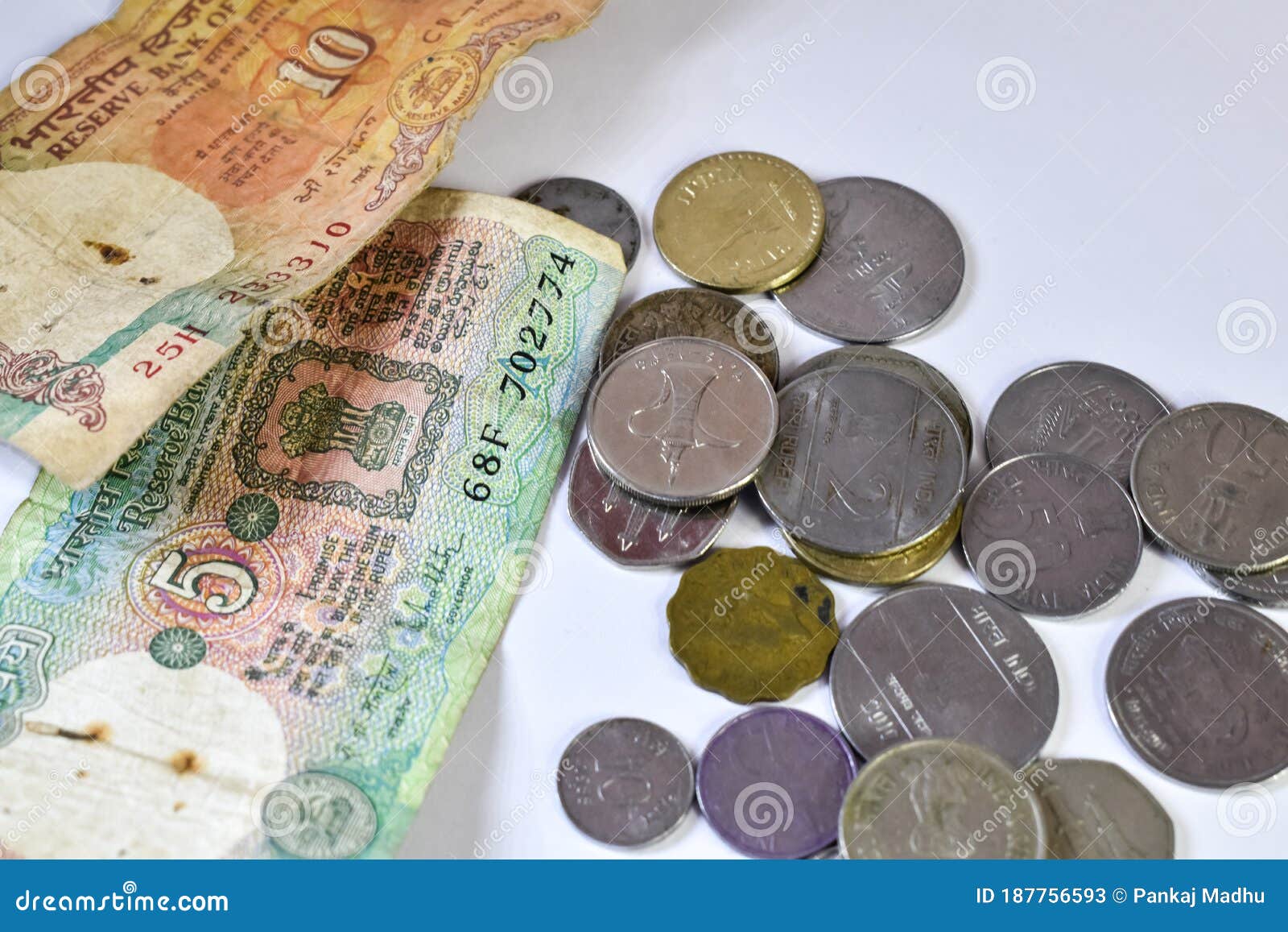 Image of Old Indian Currency Notes and Coins Stock Image - Image of ...