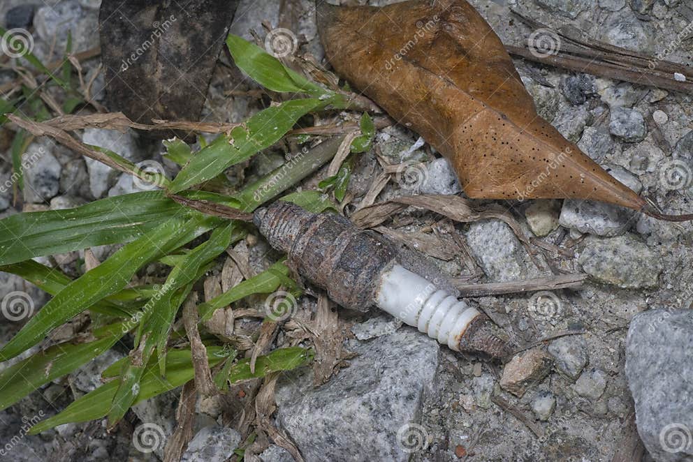 Image of an Old Rusty Spark Plug Stock Photo - Image of electric, head ...