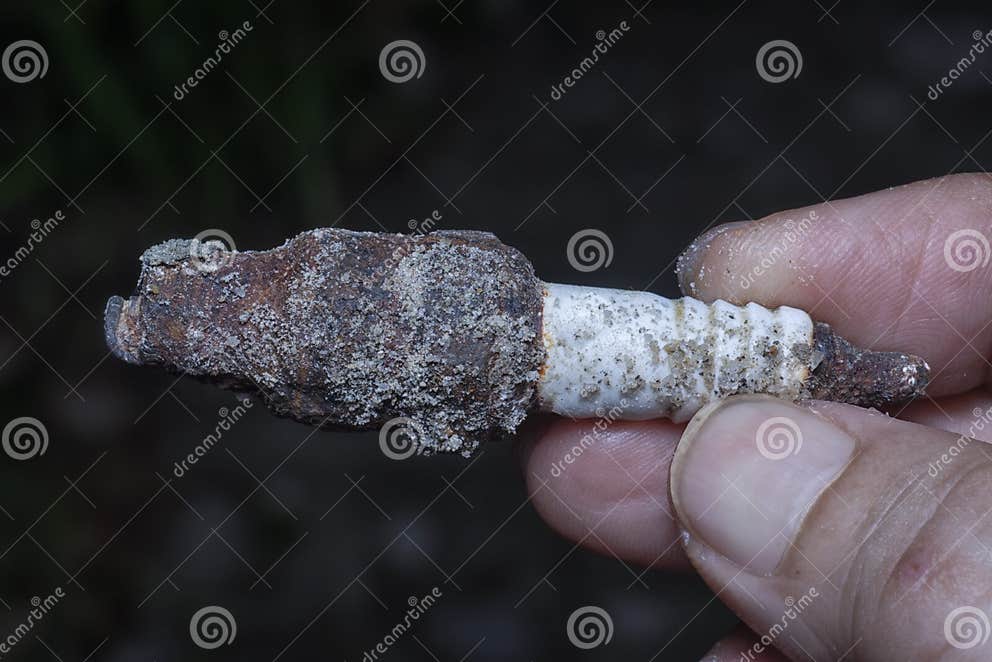 Image of an Old Rusty Spark Plug Stock Photo - Image of device ...