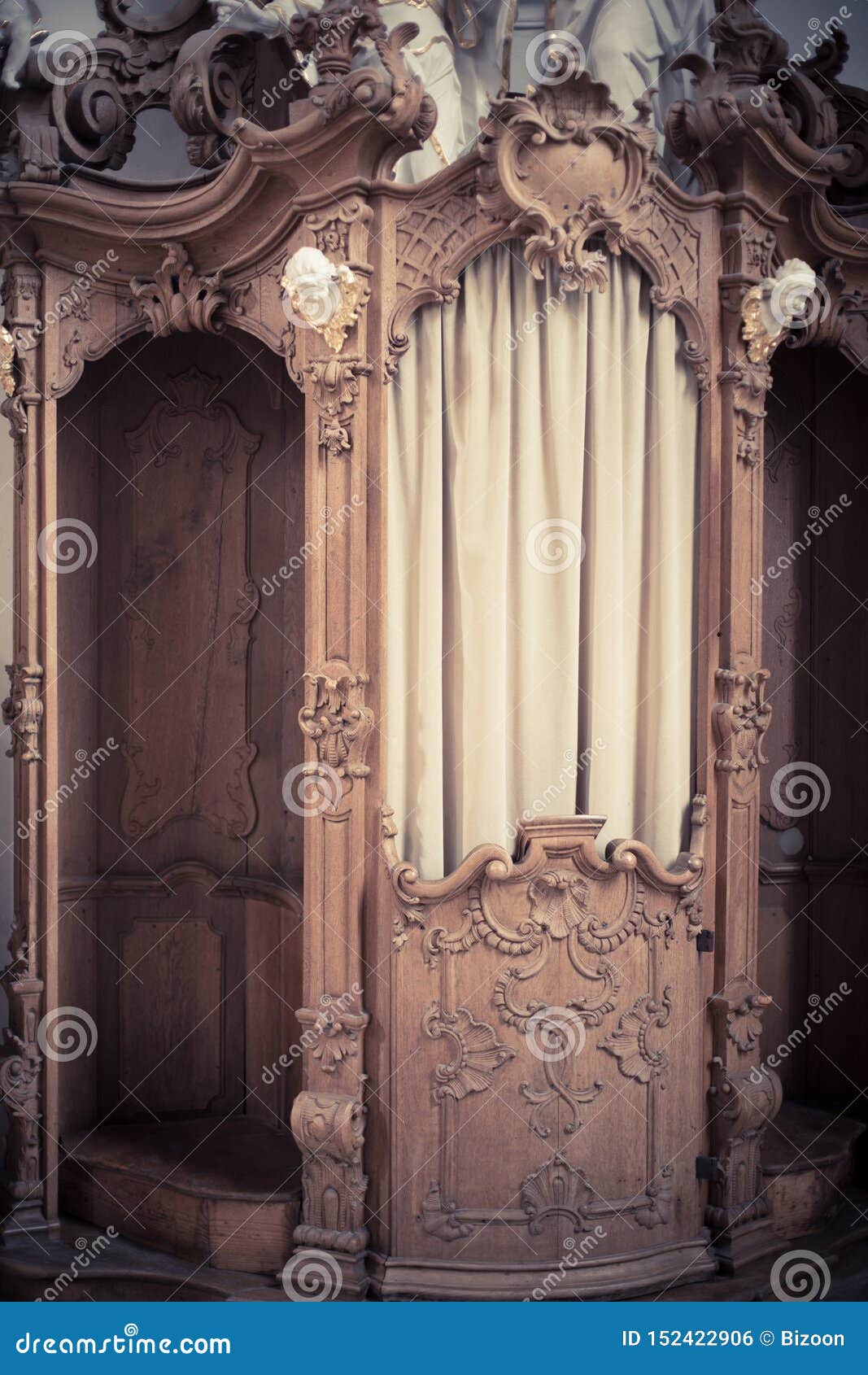 Wooden Confessional in a Church Stock Photo - Image of catholicism ...