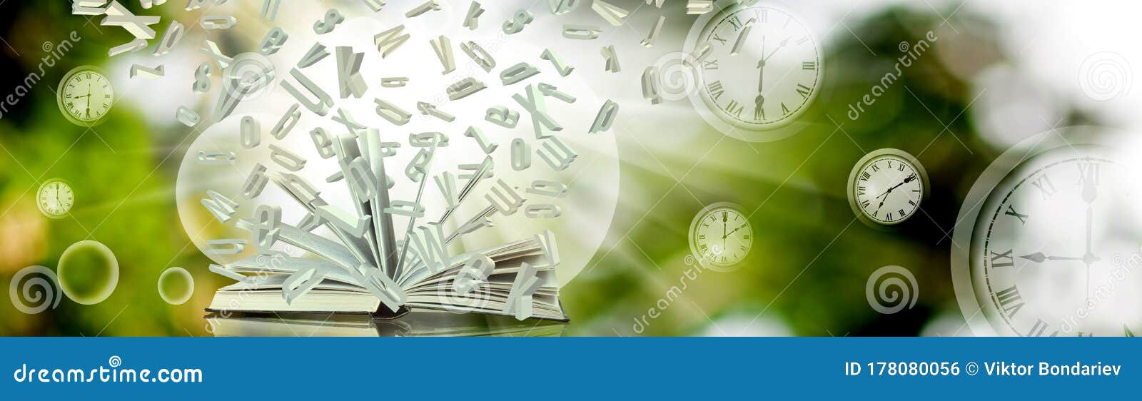 Image of an Open Book and Flying Letters of the Alphabet Stock ...