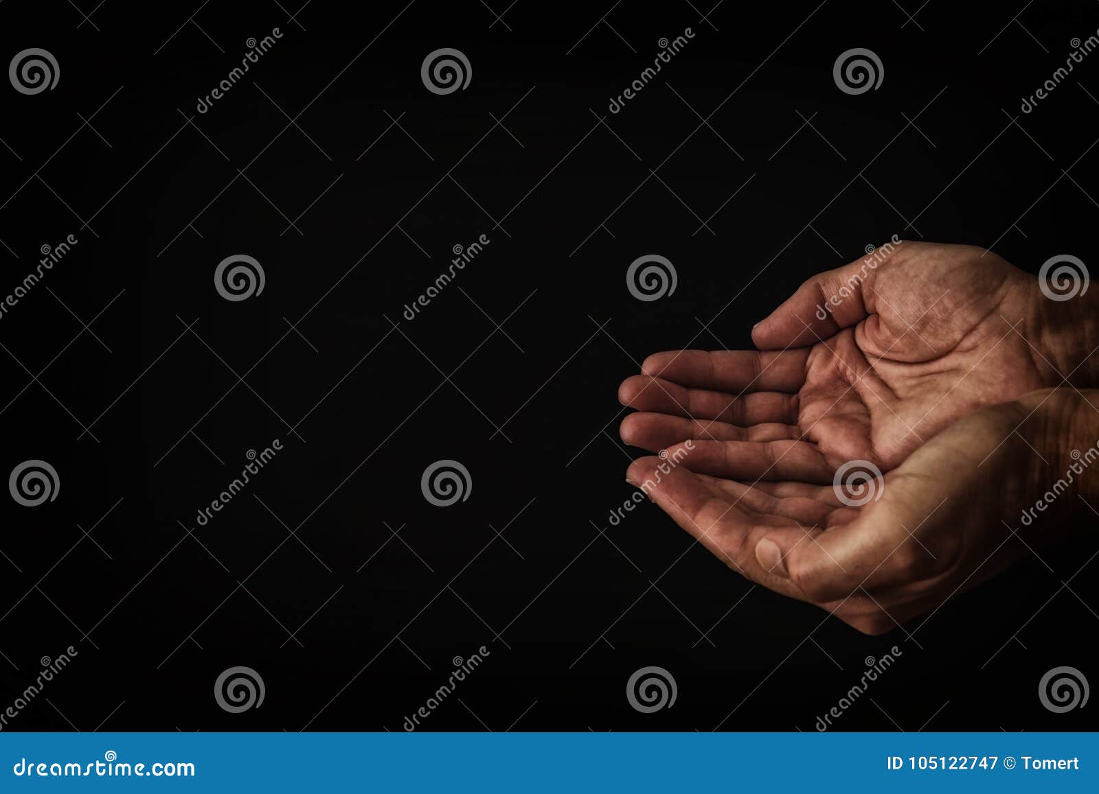Image of Open Male Hand Begging for Help. Stock Image - Image of ...