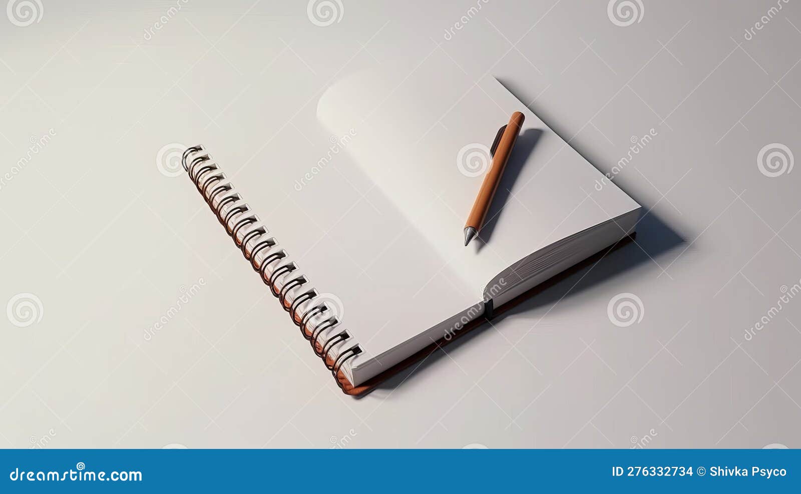 Image of Open Note Book with Pencil on White Background Generative AI ...