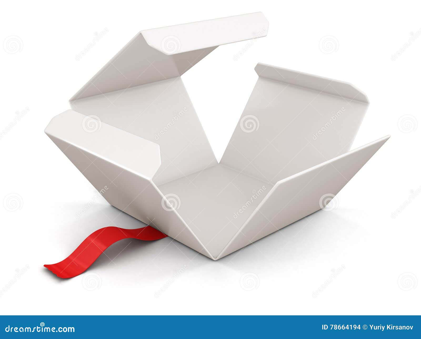 Open Package Cardboard Box On White Background. 3d Render Illustration ...