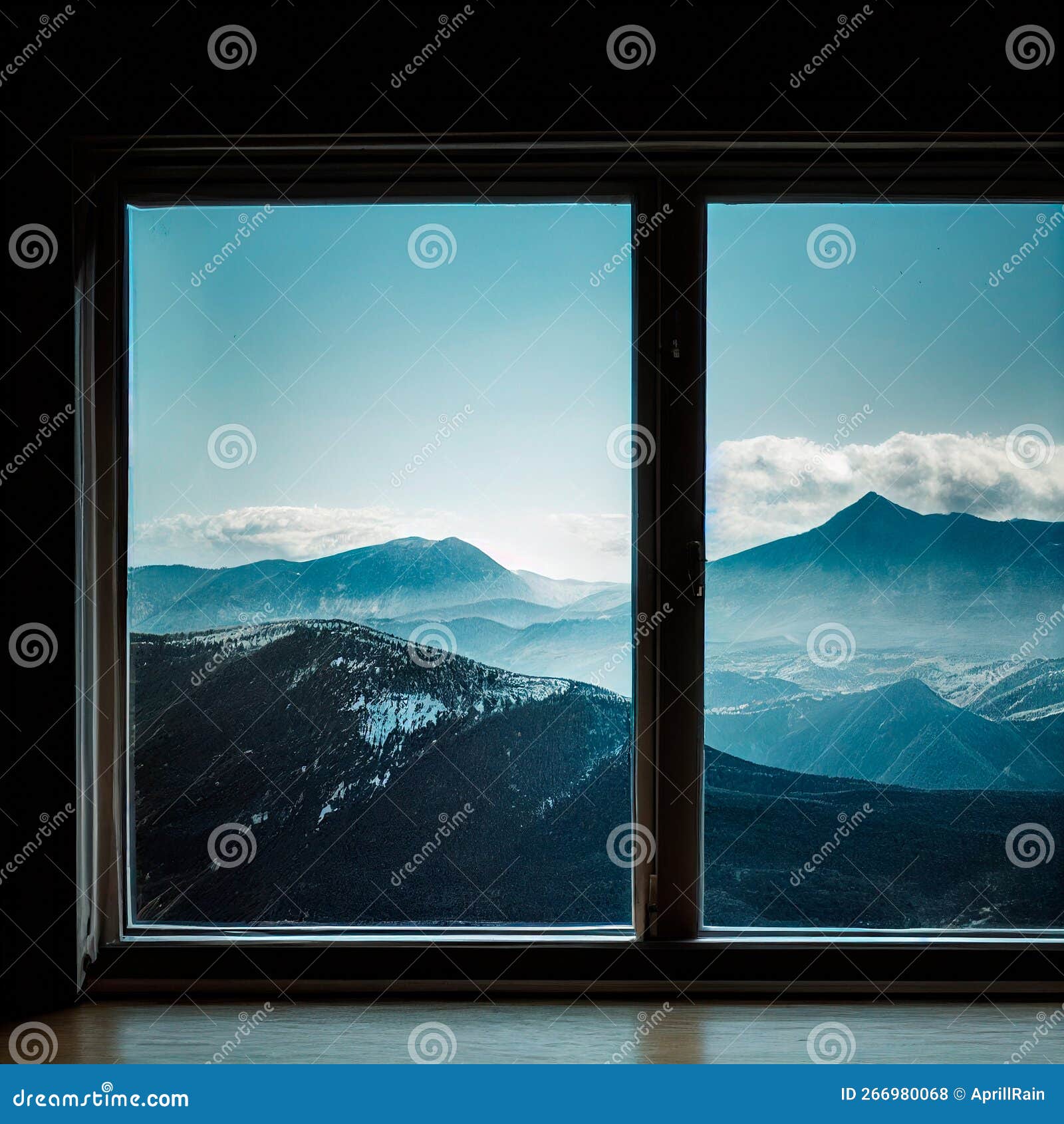 Image of an Open Window with a Mountain View Stock Illustration ...