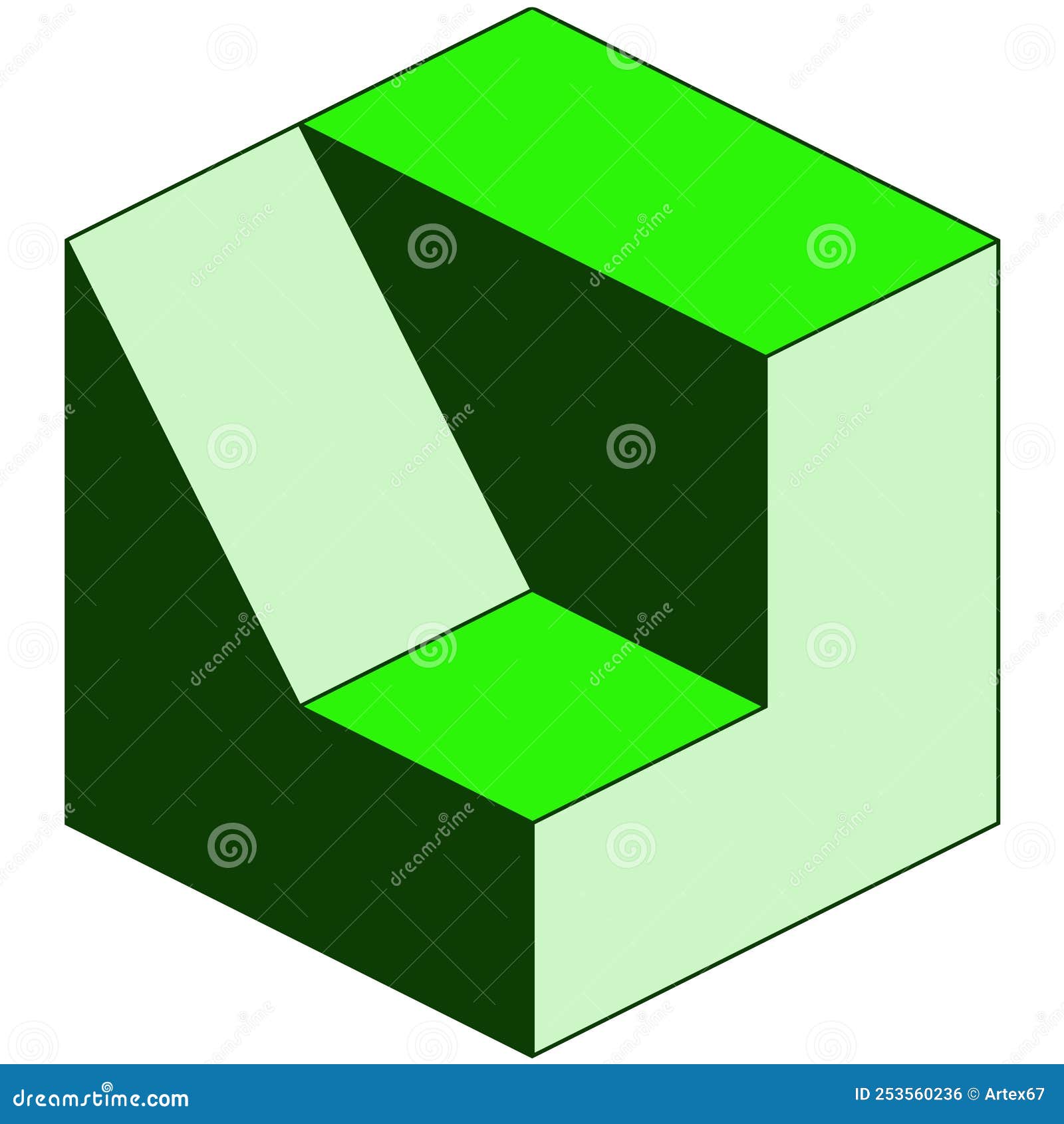 Image of an Optical Illusion of a Three-dimensional Cube with an Insert ...