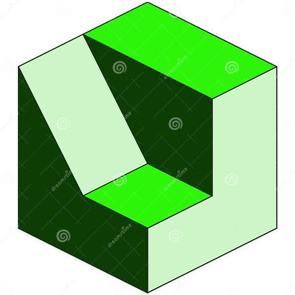 Image of an Optical Illusion of a Three-dimensional Cube with an Insert ...
