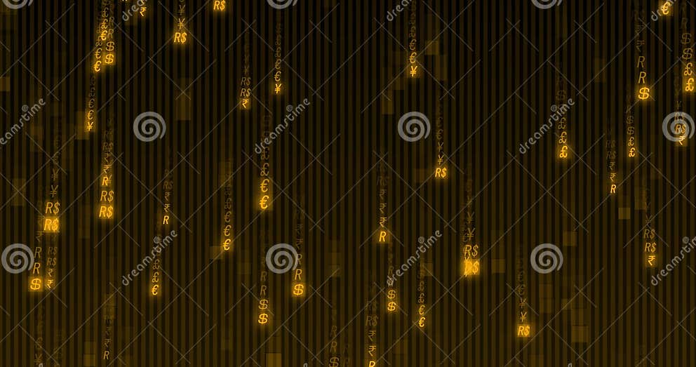 Image of Orange Binary Coding Data Processing Over Black Background ...