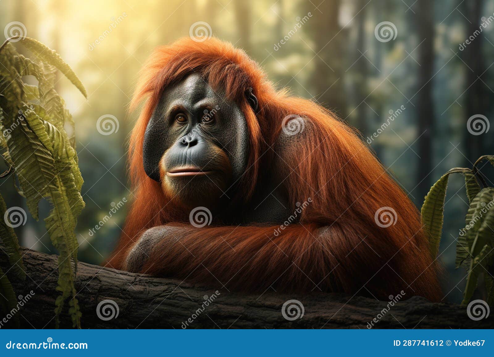 Image of Orangutan Orange Monkey in the Forest, Wildlife Animals ...
