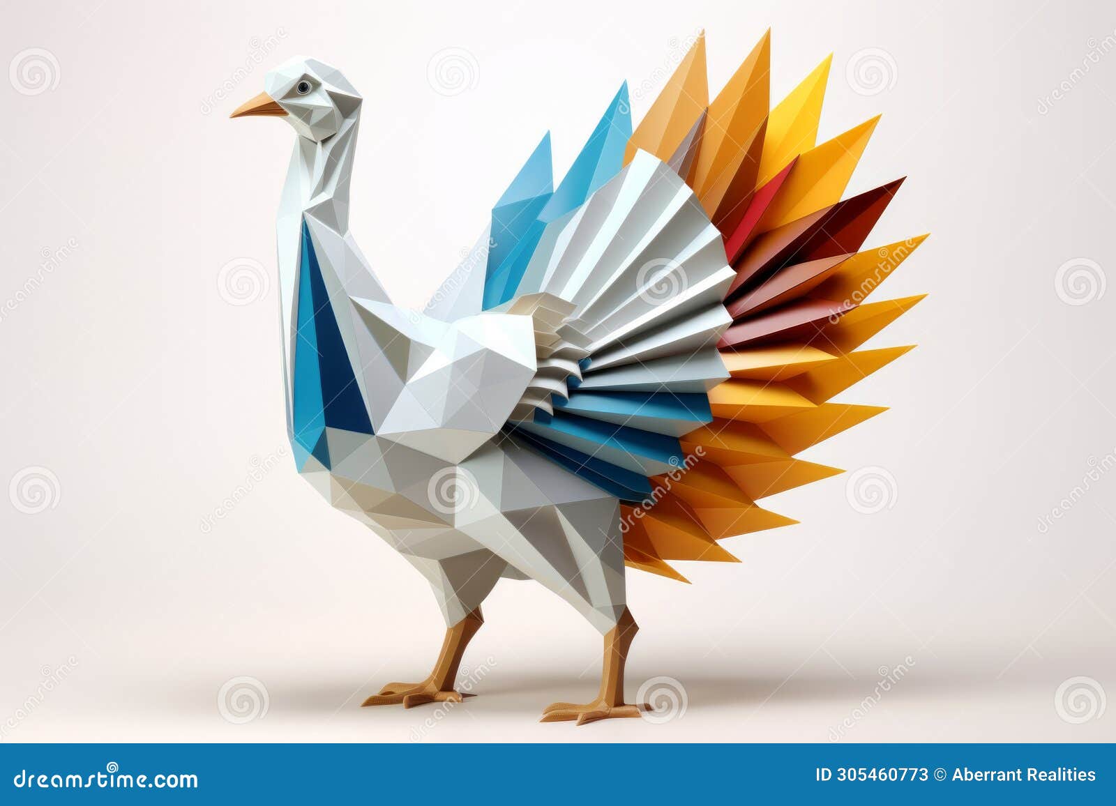 An Image of an Origami Turkey on a White Background Stock Illustration ...