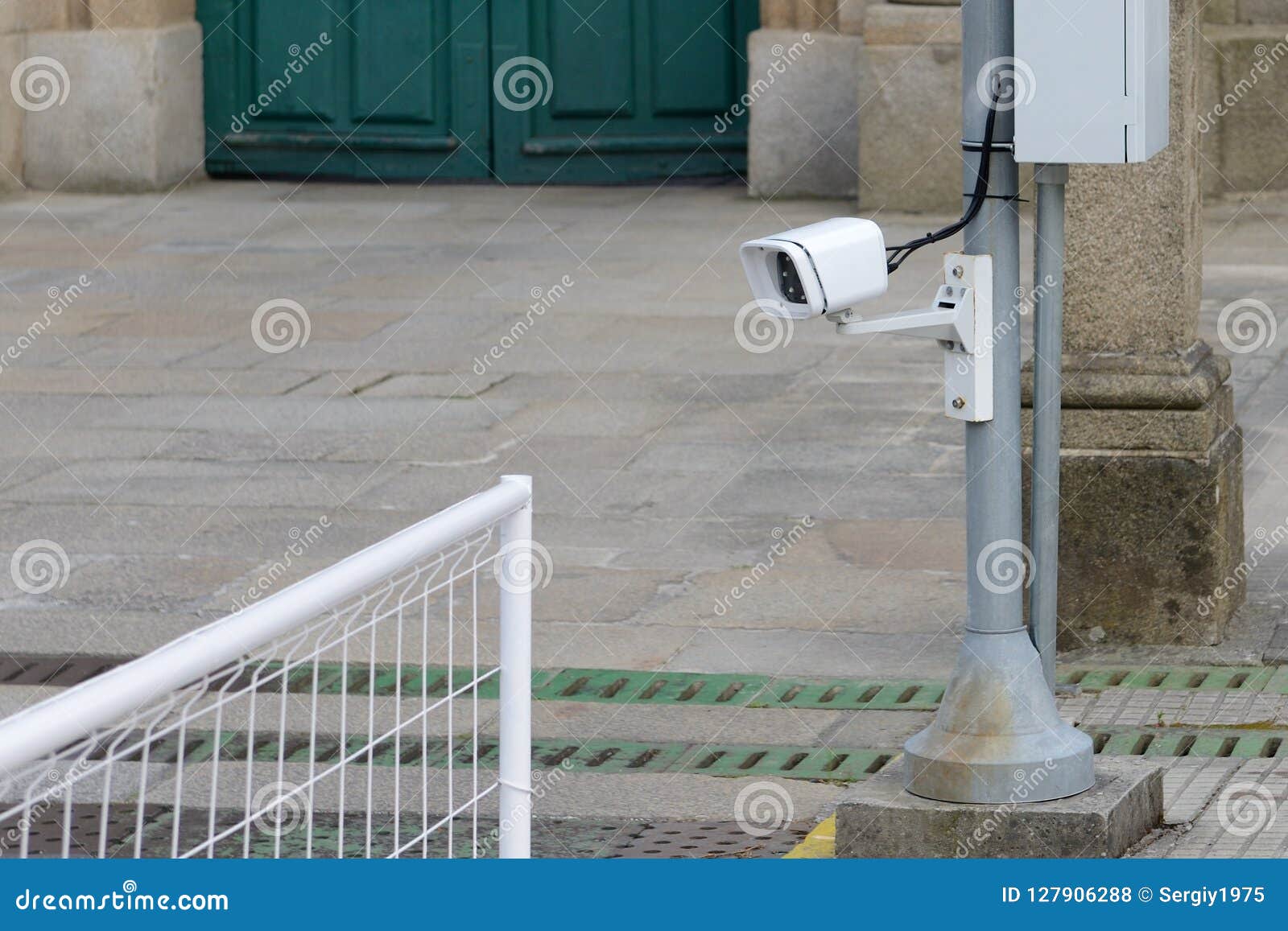 Outdoor Security Camera on the Pole Stock Photo - Image of electric ...