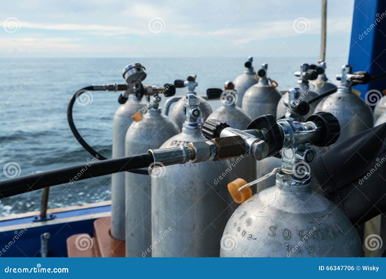 Image of Oxygen Cylinders for Diving, Close-up Stock Photo - Image of ...