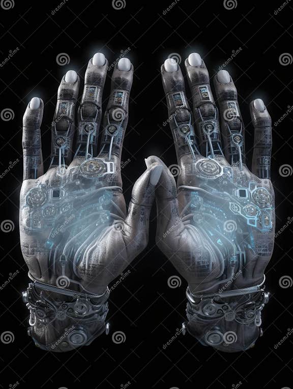 An Image of a Pair of Cyborg Hands Engaged in a Cipher Representing the ...