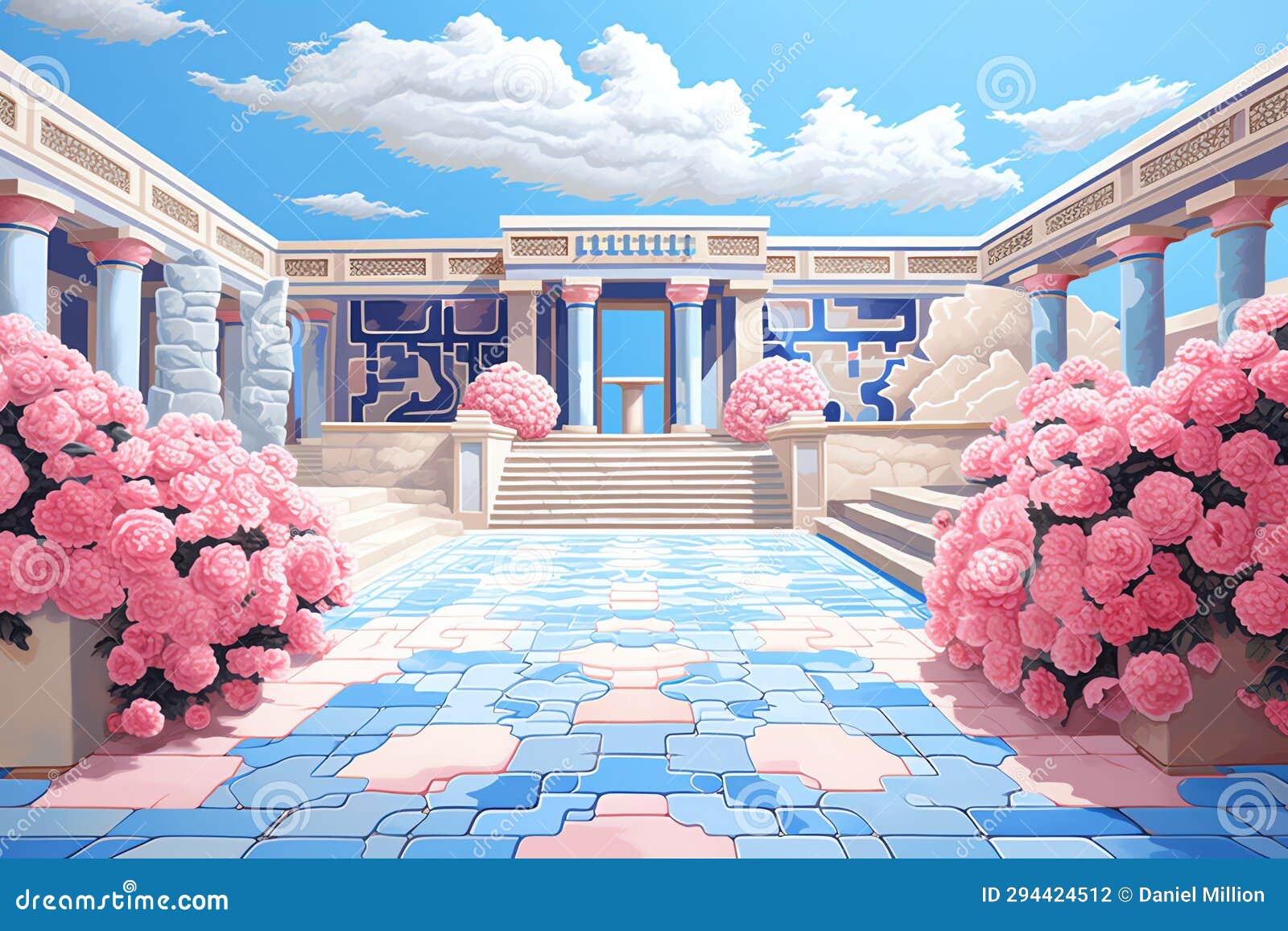 The Palace Of Knossos On Crete Greek Landscape Background Royalty-Free ...