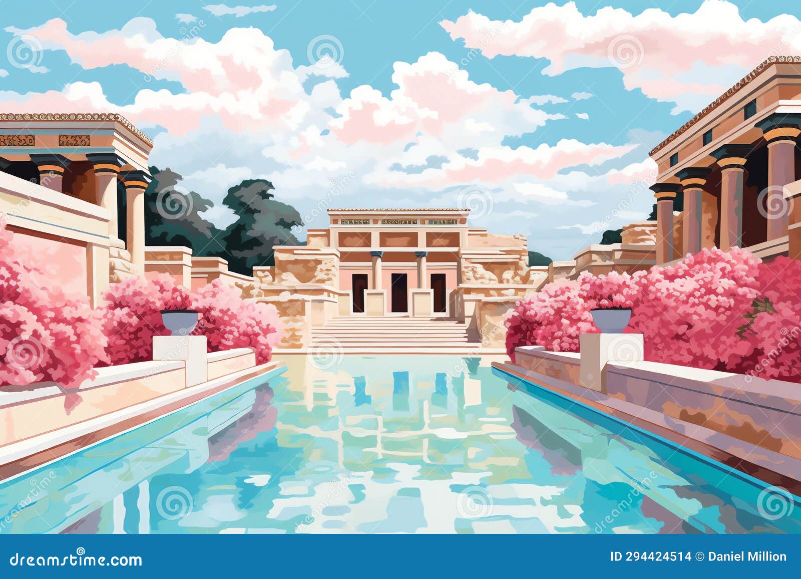 The Palace Of Knossos On Crete Greek Landscape Background Stock ...