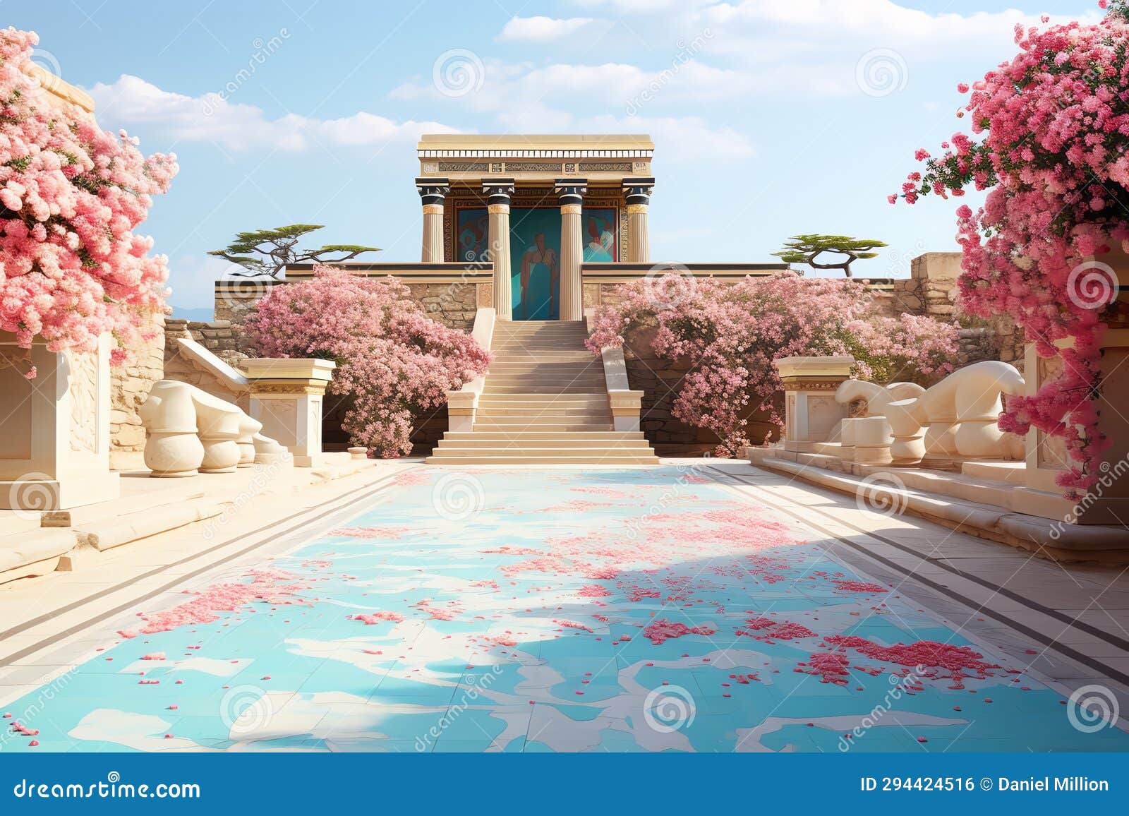 The Palace of Knossos on Crete Greek Landscape Background Stock ...