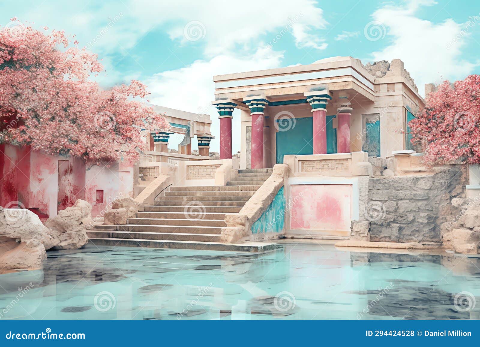 The Palace of Knossos on Crete Greek Landscape Background Stock ...