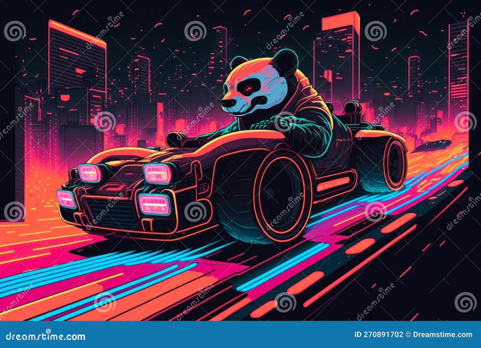 An Image of Panda Driving Car at Night. Generative AI Stock ...