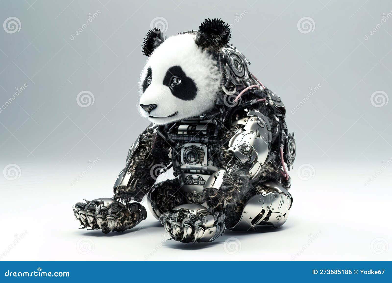 Image of a Panda Modified into a Robot on a White Background. Wild ...