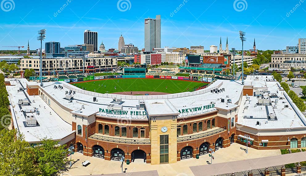 Panorama Aerial Parkview Field Downtown Fort Wayne Baseball Game Blue ... Panorama Aerial Parkview Field Downtown Fort Wayne Baseball Game Blue ...