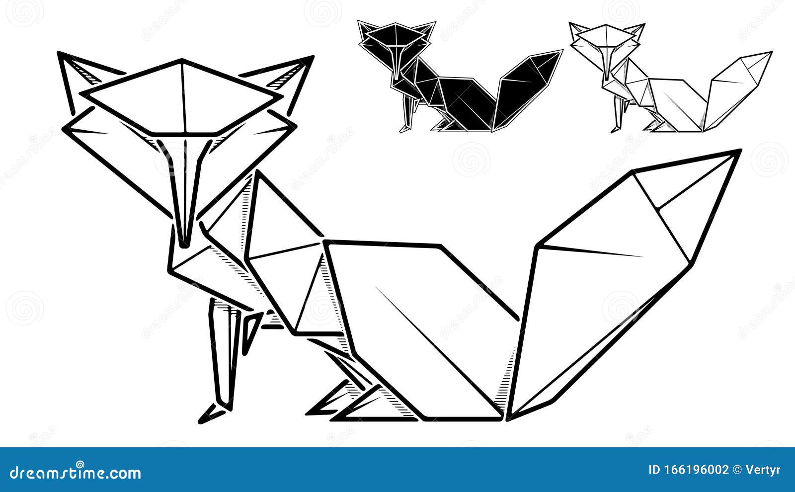 Image of Paper Fox Origami Contour Drawing. Stock Vector - Illustration ...