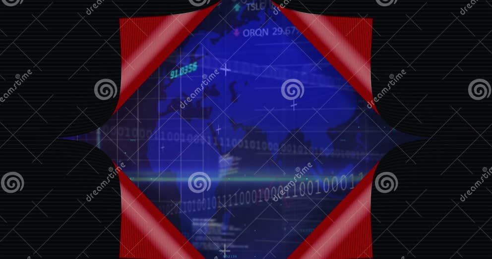 Image of Paper Opening Over Map, Binary Codes, Programming Language on Abstract Background Stock ...