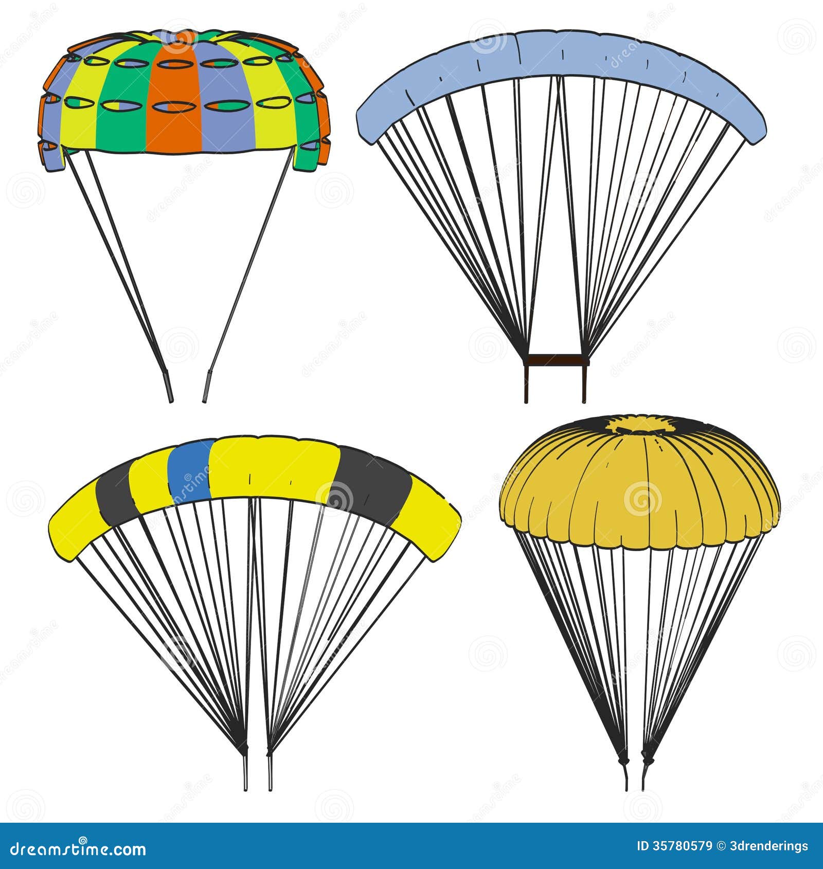 Image of parachute set stock illustration. Illustration of jumper ...