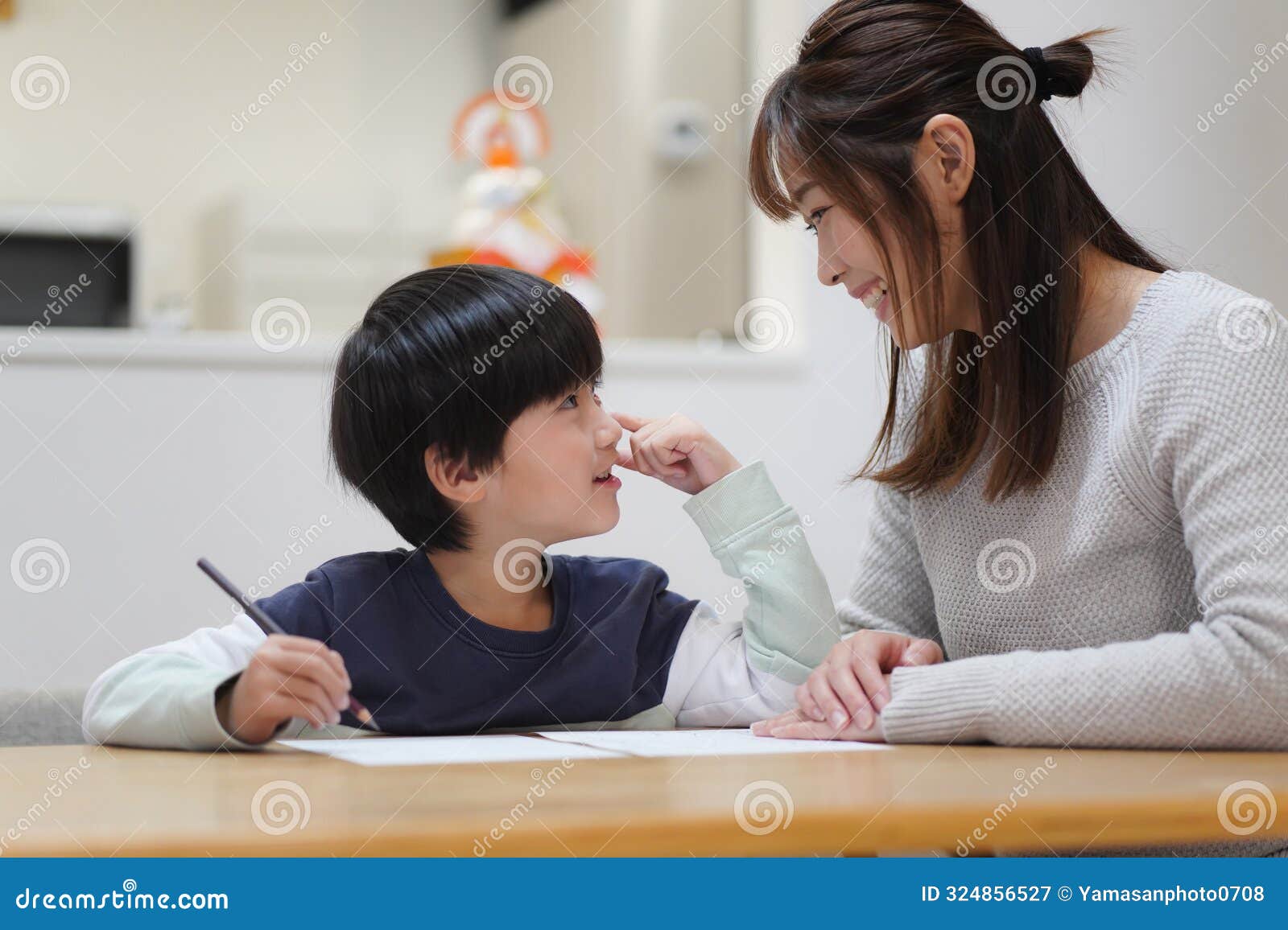 Parents and Children Studying Stock Image - Image of pencil, people ...