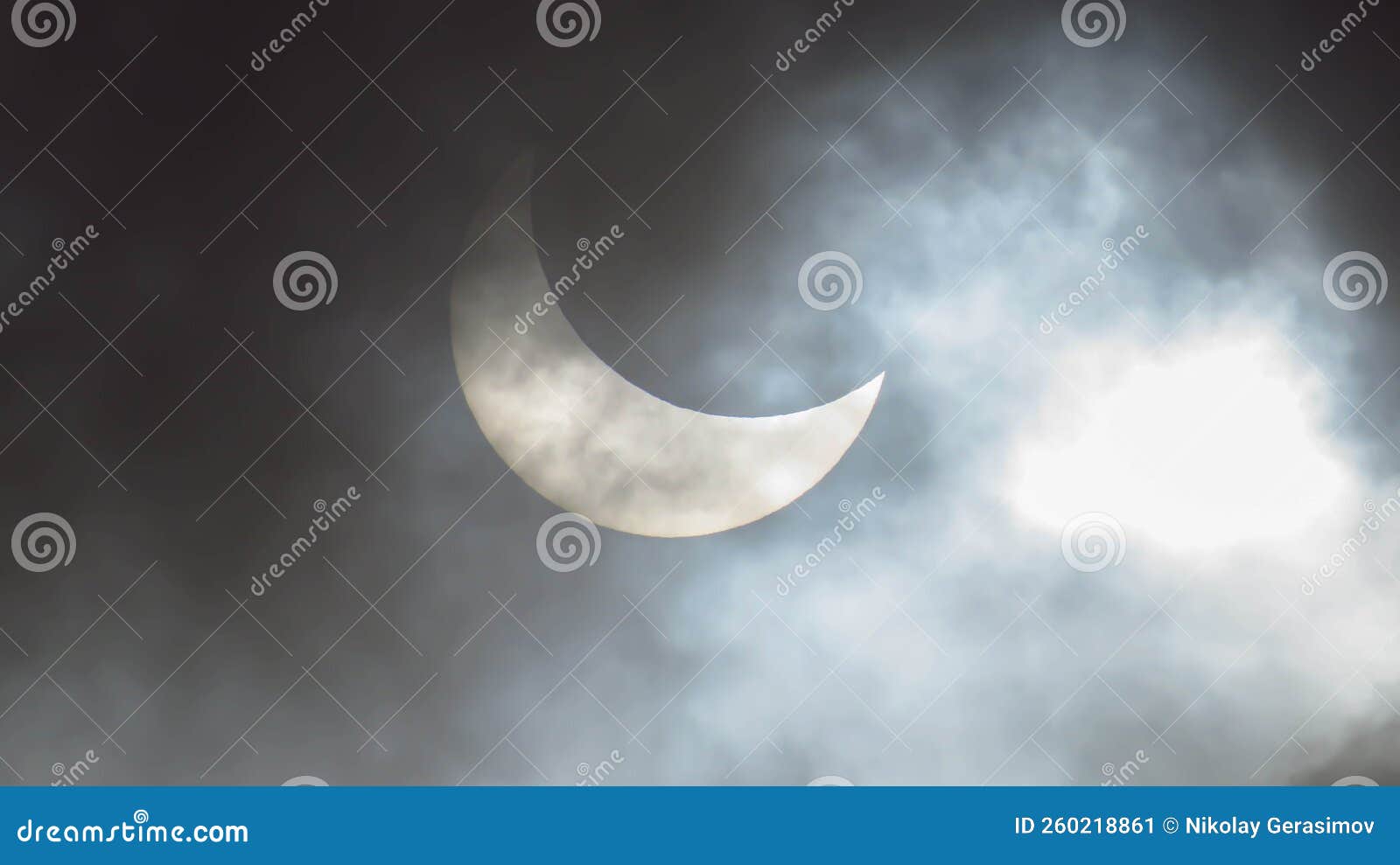 Image of a Partial Solar Eclipse through Veil Clouds Stock Image ...